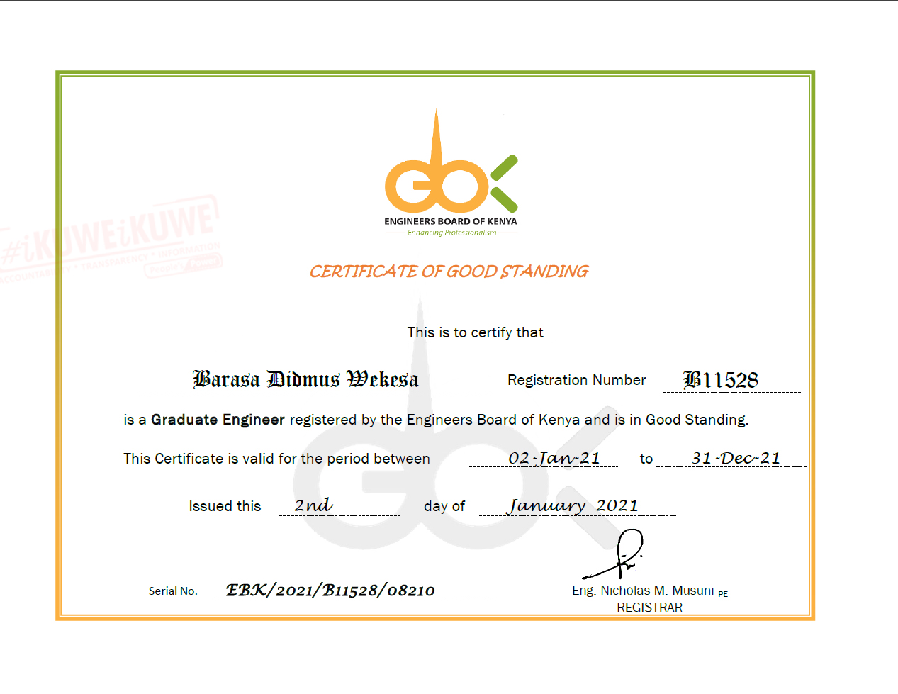 Engineers Board of Kenya gives Didmus Barasa a clean bill of health - # ...